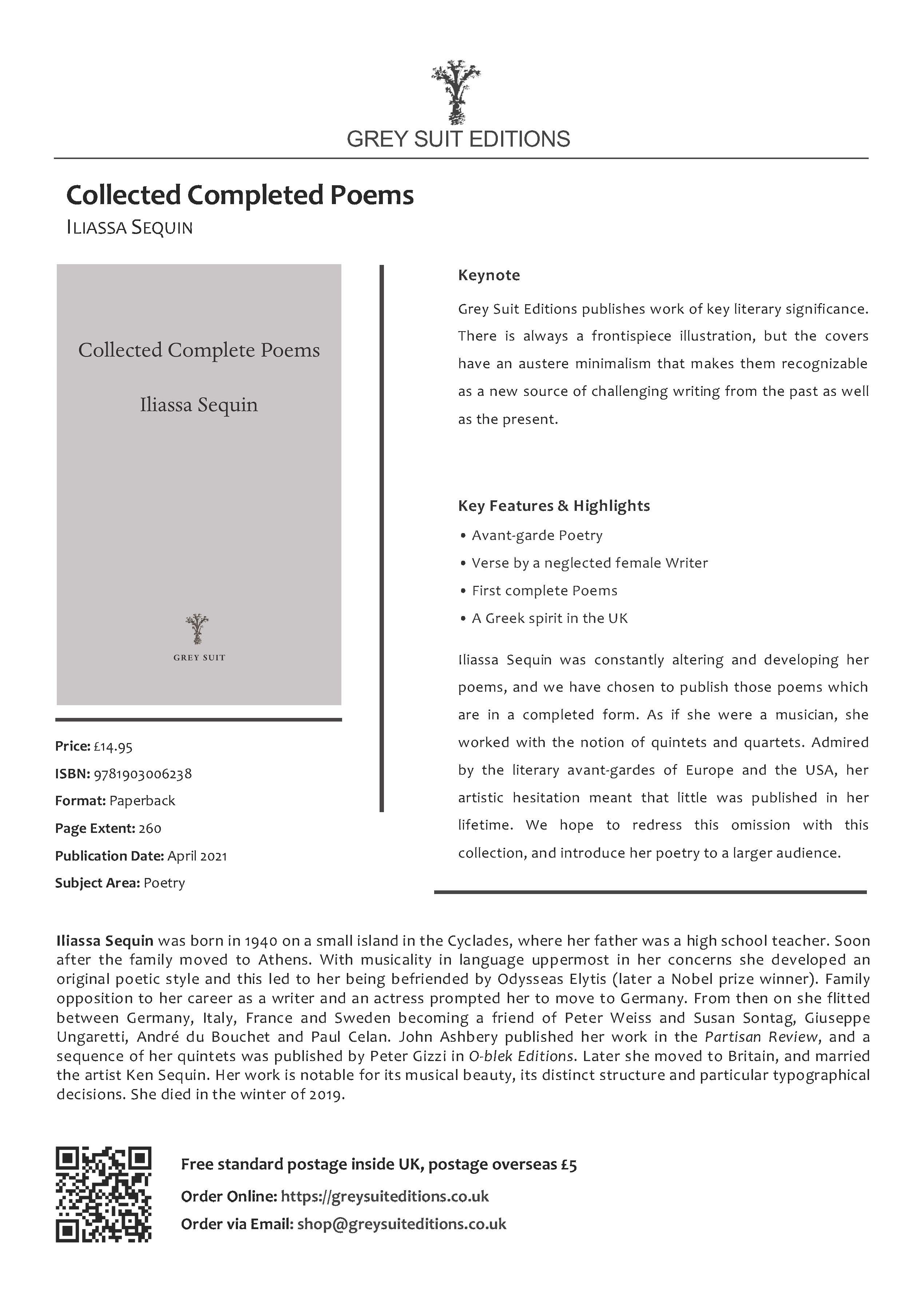 Collected Complete Poems by Iliassa Sequin – Grey Suit Editions UK