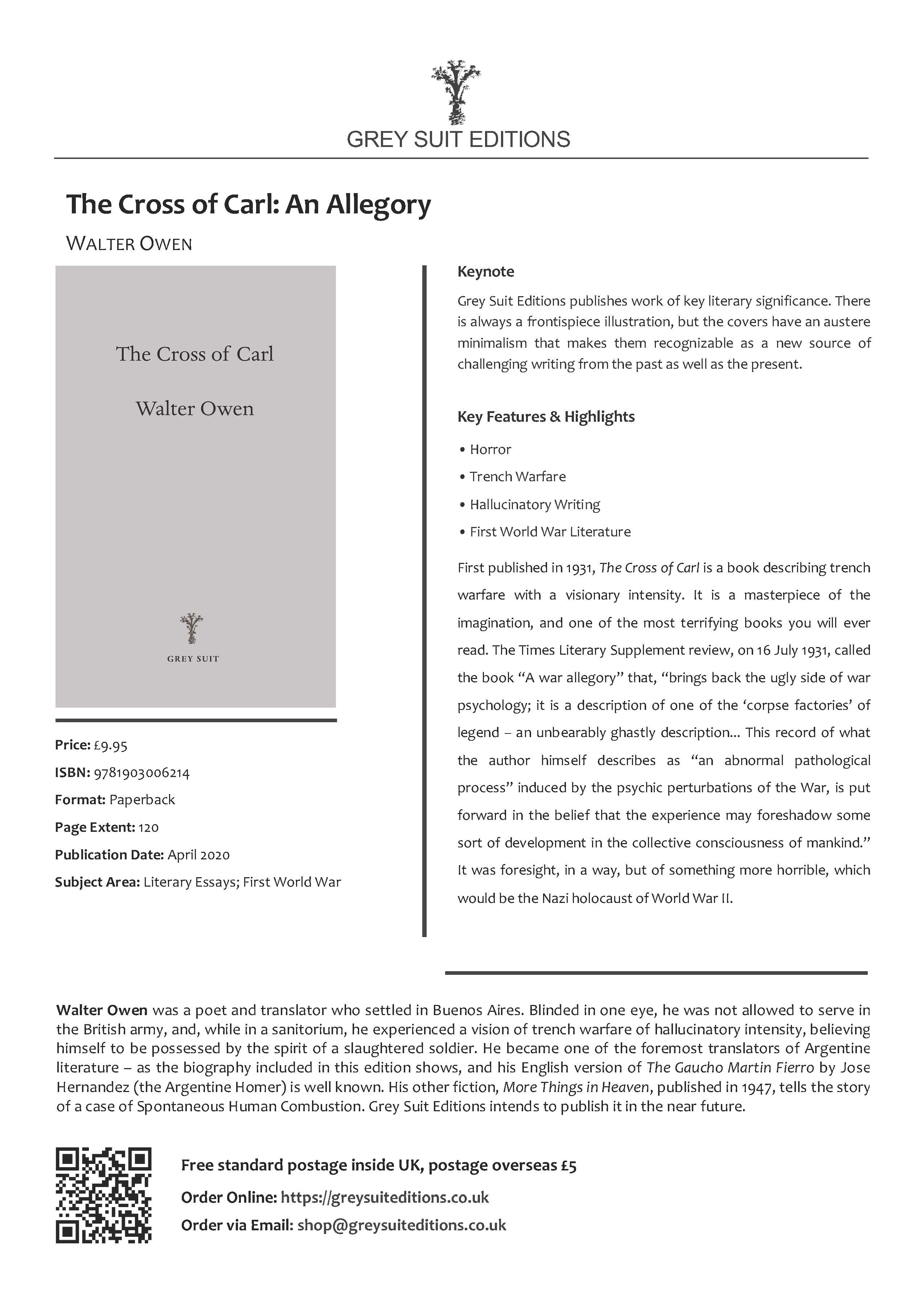 The Cross of Carl by Walter Owen – Grey Suit Editions UK